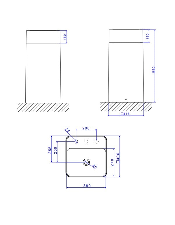Cuba Piso Quadrada Deca com Mesa Ébano Fosco LC.28.94